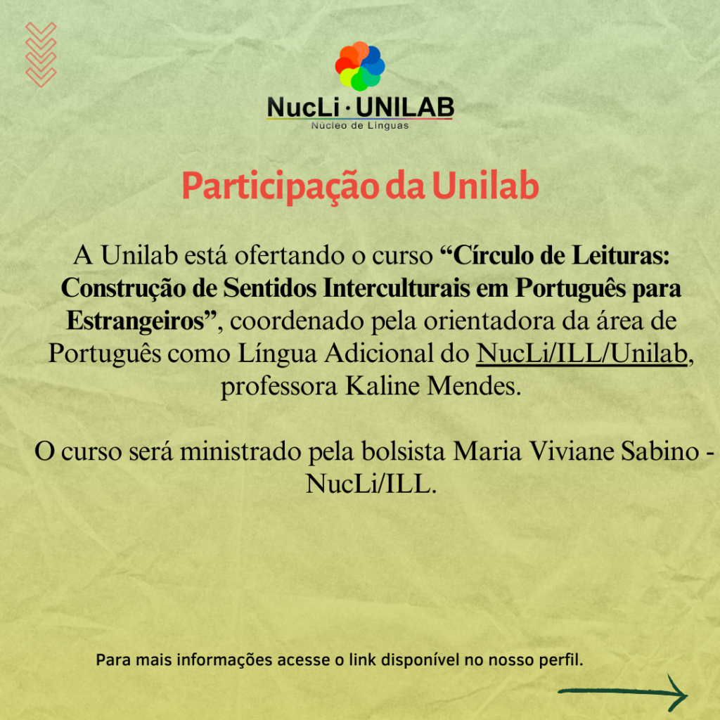 Página inicial, em Núcleo de Línguas - UNILAB