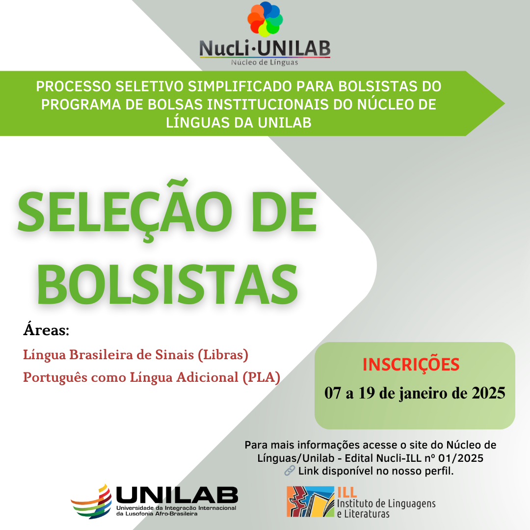Edital NucLi-ILL nº 01/2025 - Seleção de Bolsistas para as áreas de PLA ...